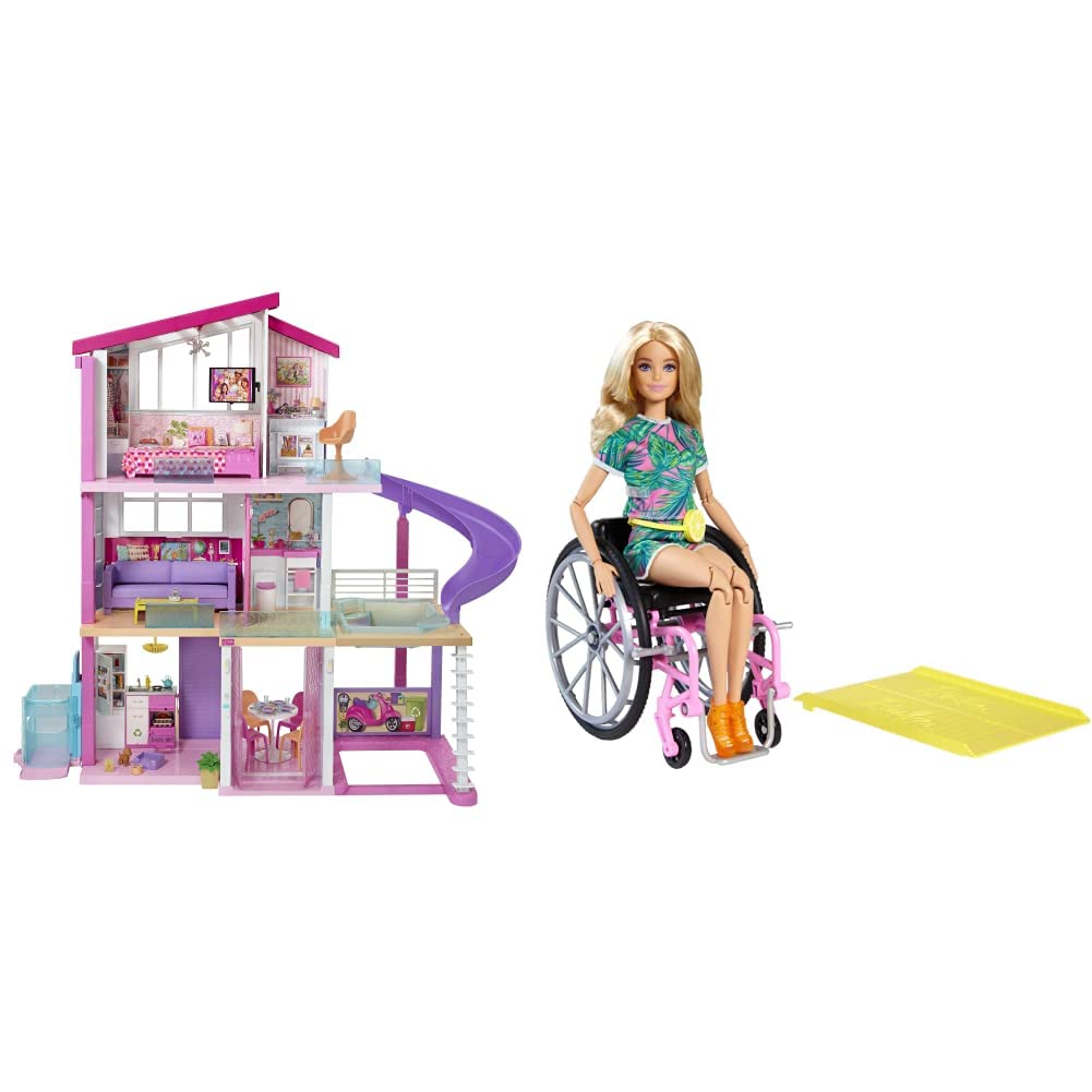 Buy Barbie Dreamhouse Playset - Dollhouse with Wheelchair-Accessible ...