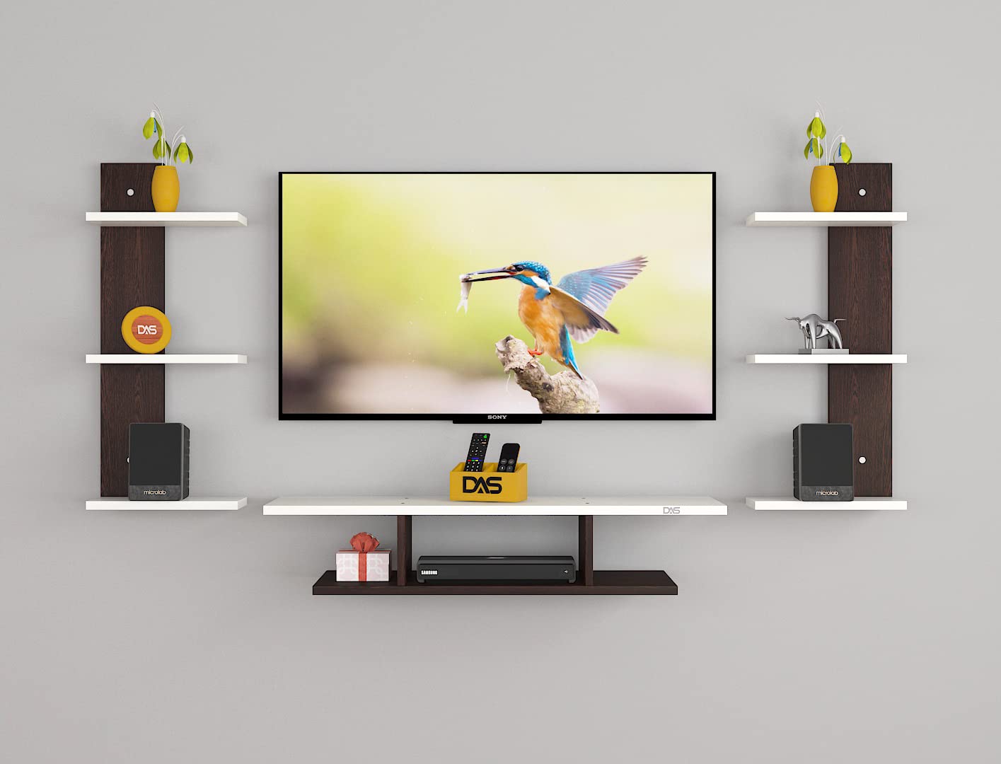 DAS Dexter Pro Wall Mount TV Entertainment Unit/with Set Top Box Stand ...