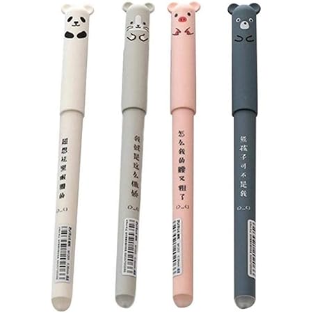 4 Pcs Cute Animal Gel Pen, 0.35mm Cartoon Animal Erasable Ink Gel Pen ...