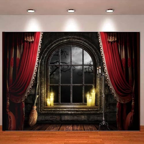Amazon.com : Generic 7x5FT Halloween Scary Night Window Haunted Mansion ...