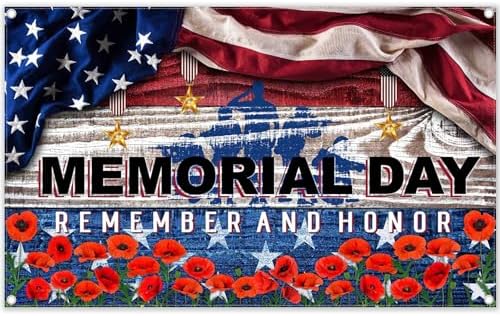 Amazon.com : ZTHMOE 72x43inch Fabric Memorial Day Backdrop Remember and ...