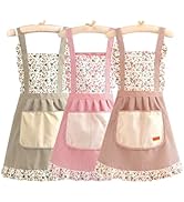 Amazon.com: 3 Pieces Aprons for Women with Pockets, Floral Kitchen ...