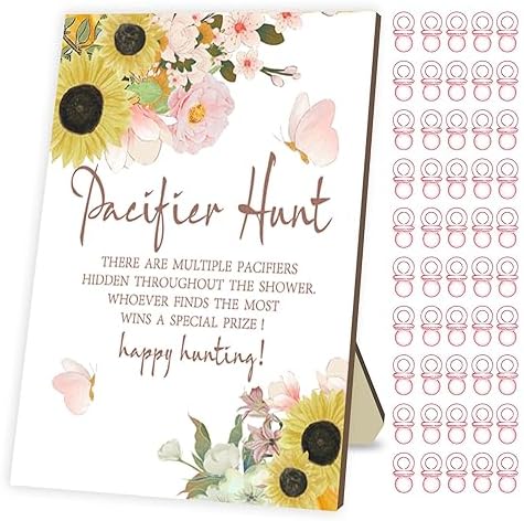 Amazon.com: UBLURO Pacifier Hunt Baby Shower Games - Sunflower Theme ...
