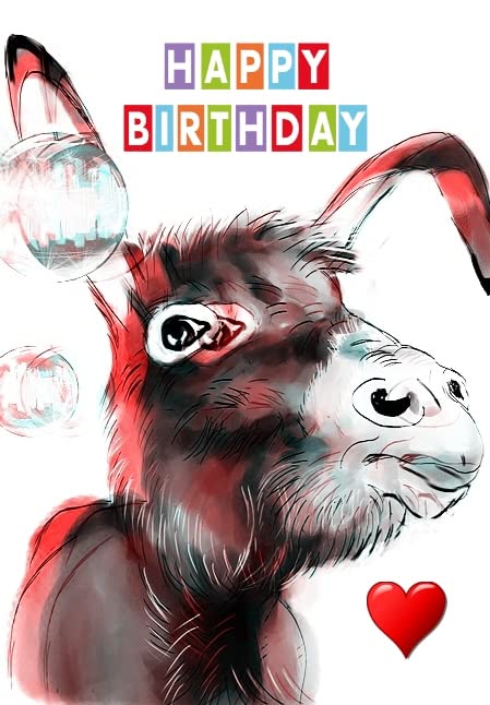 Happy Birthday Funny Donkey Card A5 : Amazon.co.uk: Stationery & Office ...