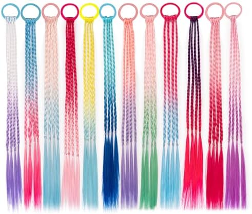 Amazon.com : 12 Colors Colored Hair Extensions for Braids, Crazy Hair ...