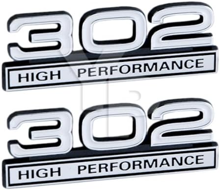 Amazon.com: White & Chrome 302 High Performance Emblems - Pair : Automotive