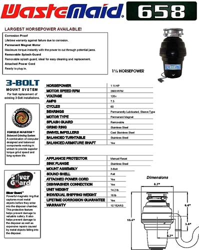 Snapklik.com : Waste Maid 10-US-WM-658-3B Garbage Disposal Anti-Jam ...