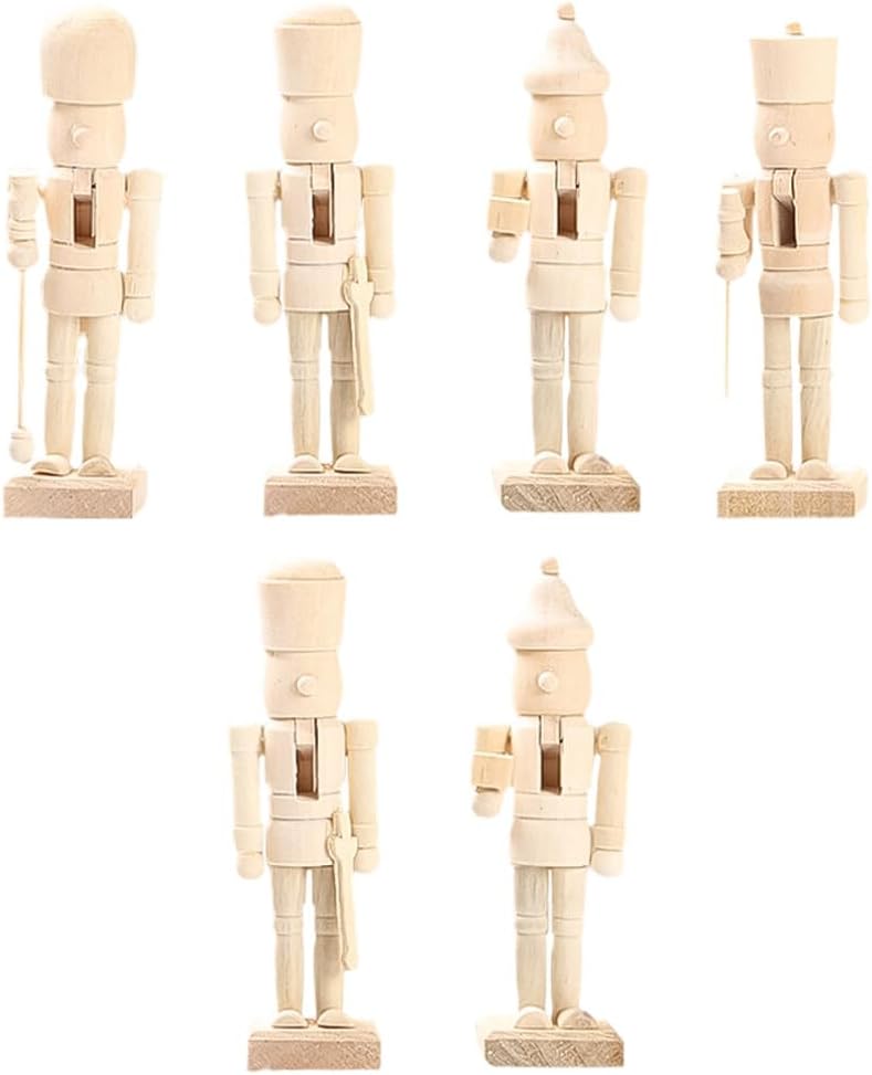 Amazon.com: Sewroro 6pcs Unfinished Nutcracker Wooden Nutcracker ...