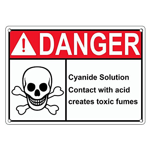 Weatherproof Plastic ANSI Danger Cyanide Solution Sign with Symbol Sign ...