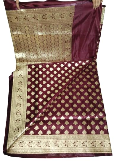 Buy Anudhya Fashion Banarasi Katan Silk All over Golden Zari Border ...