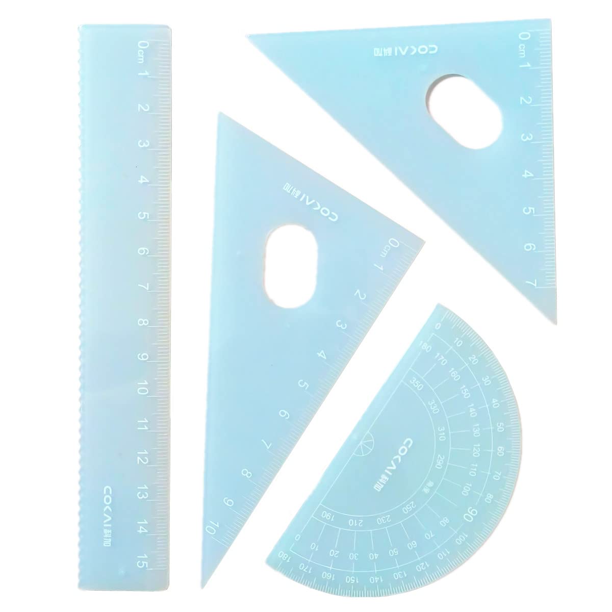 LuckyMoon 4 Pcs Jelly Color Geometry Rulers, Triangle Ruler Protractor ...