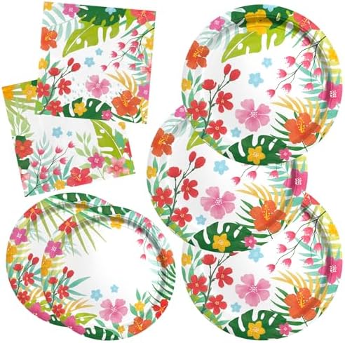 Amazon.com: Hawaiian Party Decorations Luau Plates and Napkins, 60 Pcs ...