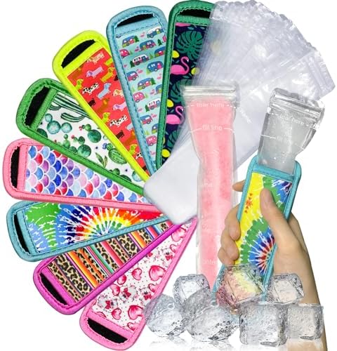 Amazon.com: 8 Ice Pop Sleeves & 100 Popsicle Bags: Freeze Ice Pop ...