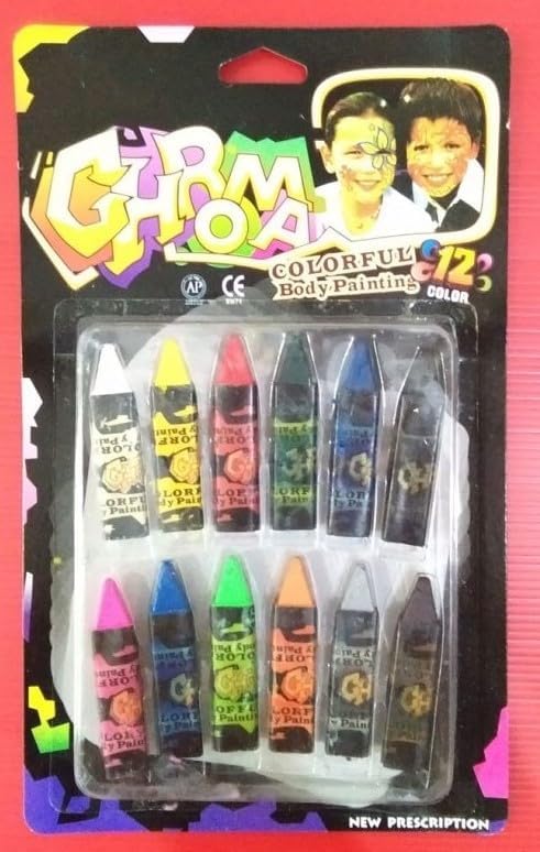Levin 12pc Face and Body Paint Crayons, Easy to Use Stick Crayons For ...