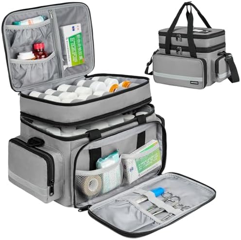 Amazon.com: Pill Bottle Organizer, Double Layers Medicine Storage Bag ...