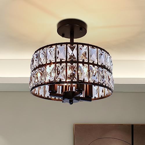 JWLUYN Crystal Light Fixture, 11.22'' 4-Lights Crystal Light Fixtures ...