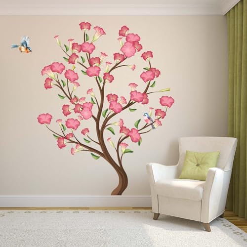 decalmile Large White Blossom Tree Wall Stickers Flower Birds Branch ...