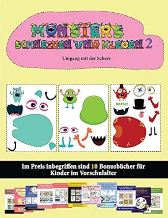 Umgang mit der Schere: 20 vollfarbige Kindergarten-Arbeitsblatter zum ...