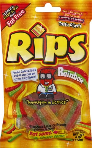 Amazon.com : Rips Rainbow Bite Size Sugar Candy, 4 Ounce bag : Grocery ...