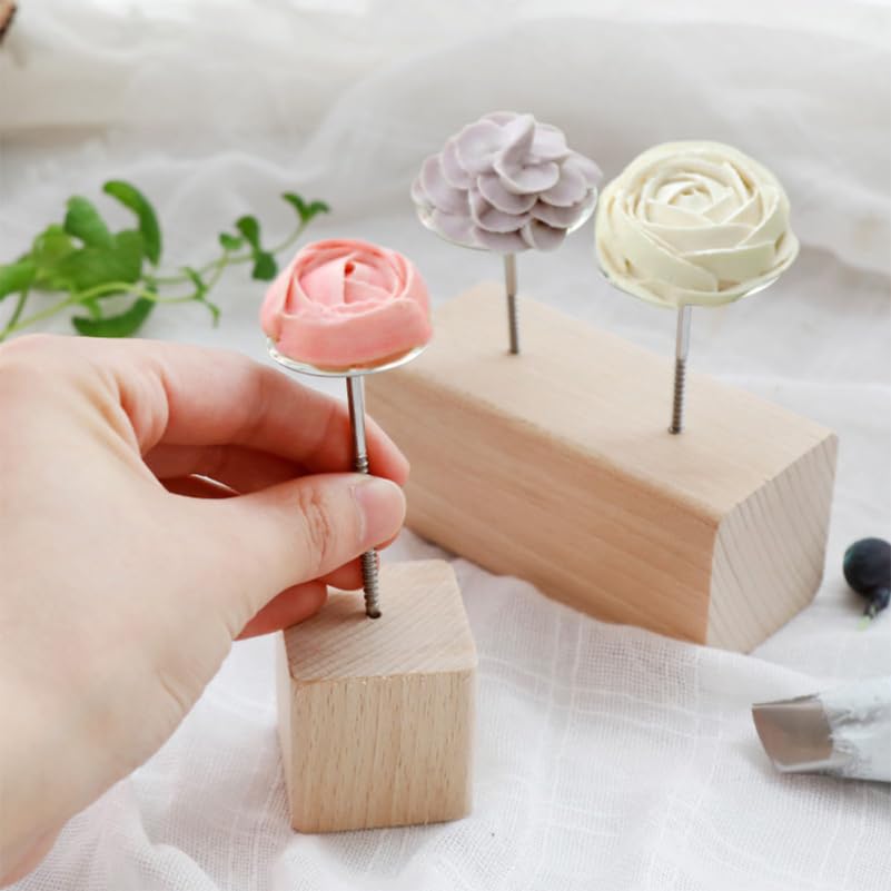Snapklik.com : Kichvoe 3Pcs Wood Flower Nail Bases For Cake Decorating