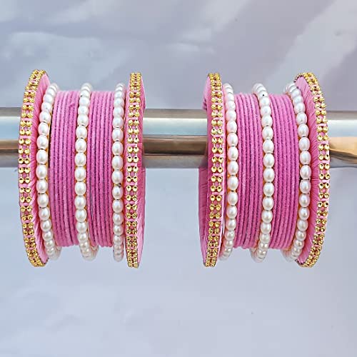 Buy Elegant Alloy Women & Girl's Bagdi Velvet Pearl Moti Bangles ...