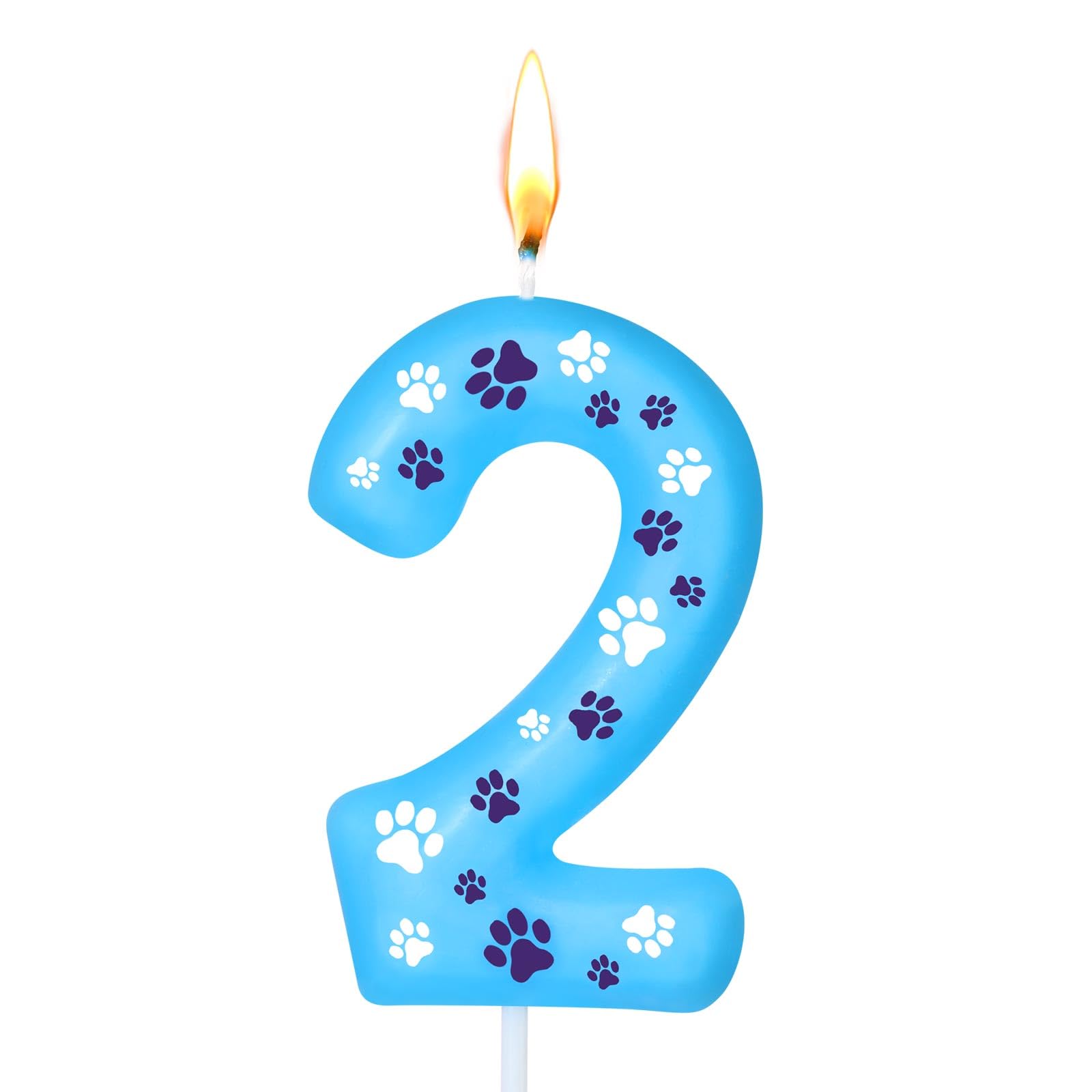 Amazon.com: Threlaco Number 2 Blue Dog Paw Birthday Candles Numeral ...