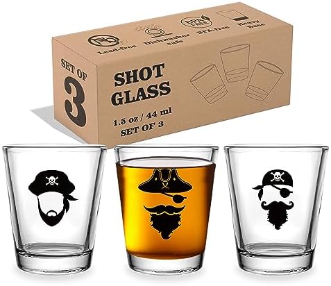 Amazon.com | 3 PCS Pirate Theme Shot Glasses Set, 1.5 oz Jolly Roger ...