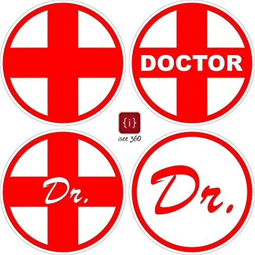ISEE 360 4 PCs Doctor Logo Stickers for Car Window Red Dr Sticker ...
