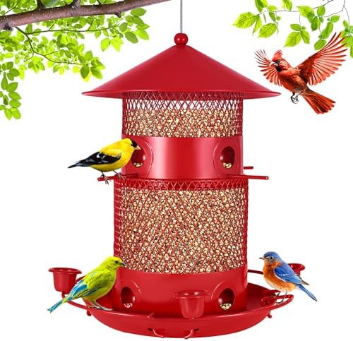 Amazon.com : Metal Bird Feeders Squirrel Proof,Outside Hanging Bird ...