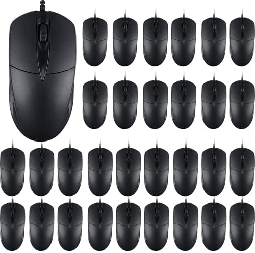 Amazon.com: SUNYIWJIE 20 PCS Black Wired Computer Mouse Bulk USB 1000 ...
