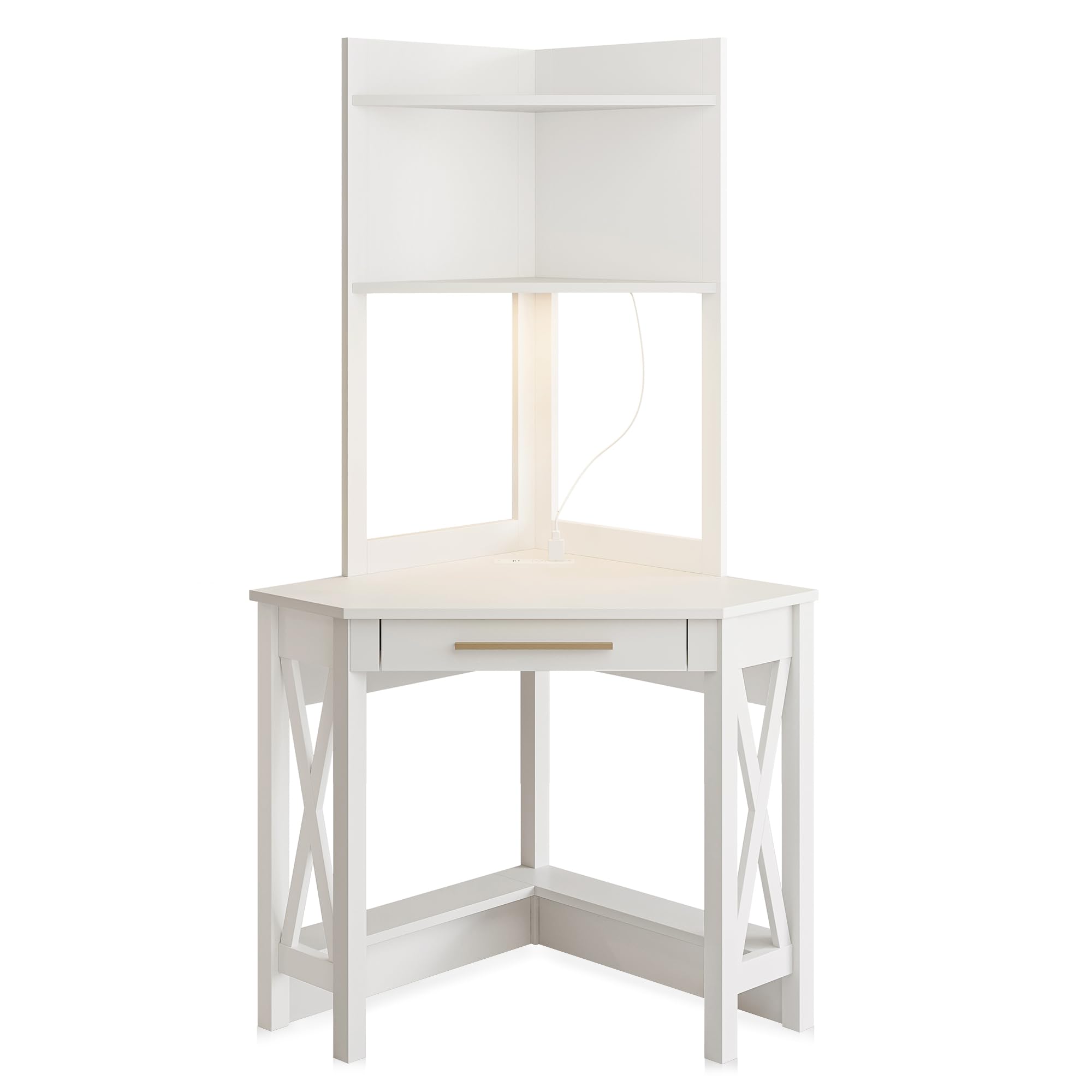 Amazon.com: BELLEZE Corner Desk with Hutch, Compact Home Office Desk ...