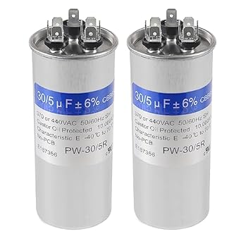 UMLIFE 2PACK 30+5uF 30/5MFD ±6% 370V/440V CBB65 Dual Run Circular Start Capacitor for Condenser ...