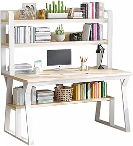 Amazon.com: Large Computer Desk with 3-Tier Storage Shelves, Office ...