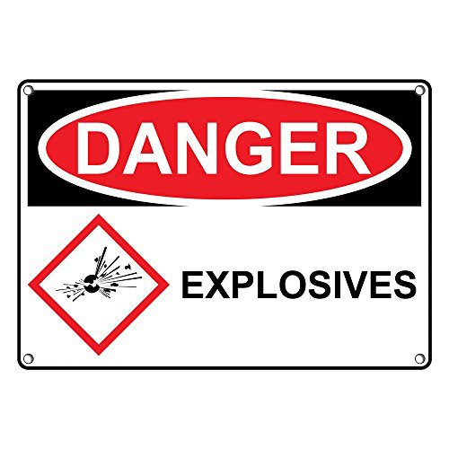 Weatherproof Plastic OSHA and GHS Danger Explosives Sign with English ...