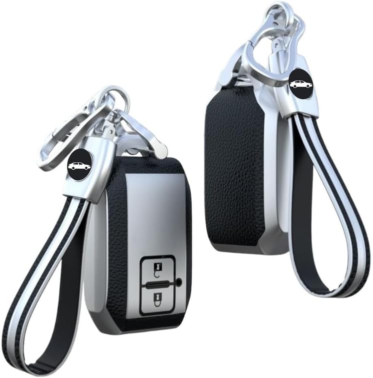 AUTODIFY™ TPU Leather Grain Pattern Car Key Cover and Keychain Black ...