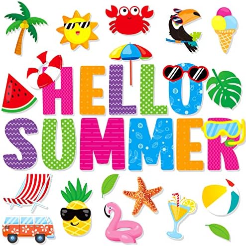 Amazon.com: Hello Summer Cutouts 72 Pack Pool Beach Hawaiian Theme Cut ...