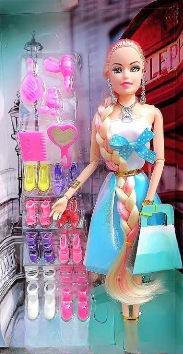 Kickart Fashion and Beauty Feature Plastic Fancy Long Hair Style Doll ...