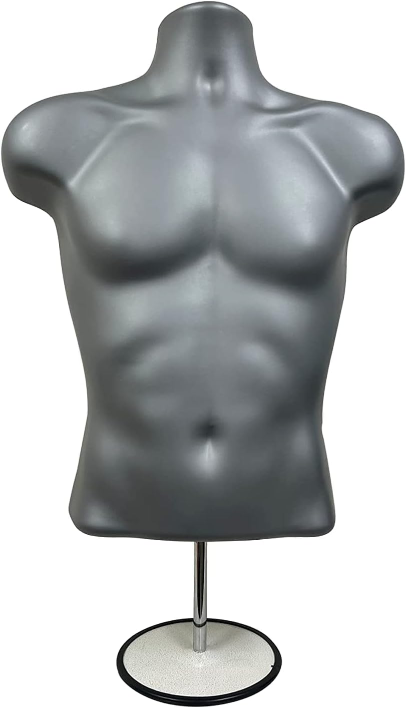 Amazon.com: DisplayTown Gray Male Mannequin Hollow Back Body Torso Set ...