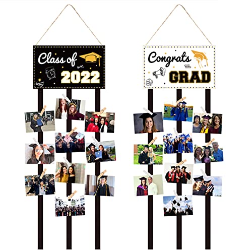 AMIJOUX 2 Pieces 2022 Congrats Grad Photo Banner Graduation Photo ...
