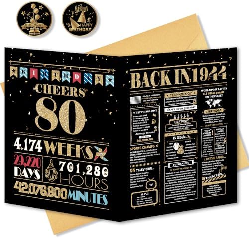 Amazon.com : BGTCARDS 80th Birthday Card, 80th Birthday Decorations for ...
