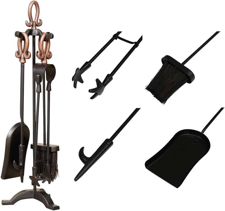 Companion Set Fireplace Tools Copper Handled Shovel, Brush Poker ...