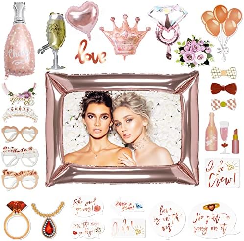 Hen Party Decoration-25Pcs Photo Booth Props,Rose Gold Team Bride and ...
