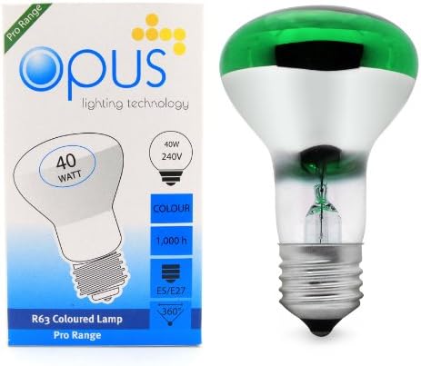 5 x Opus 40w R63 ES E27 Screw Cap Green Coloured Disco Spot Light ...