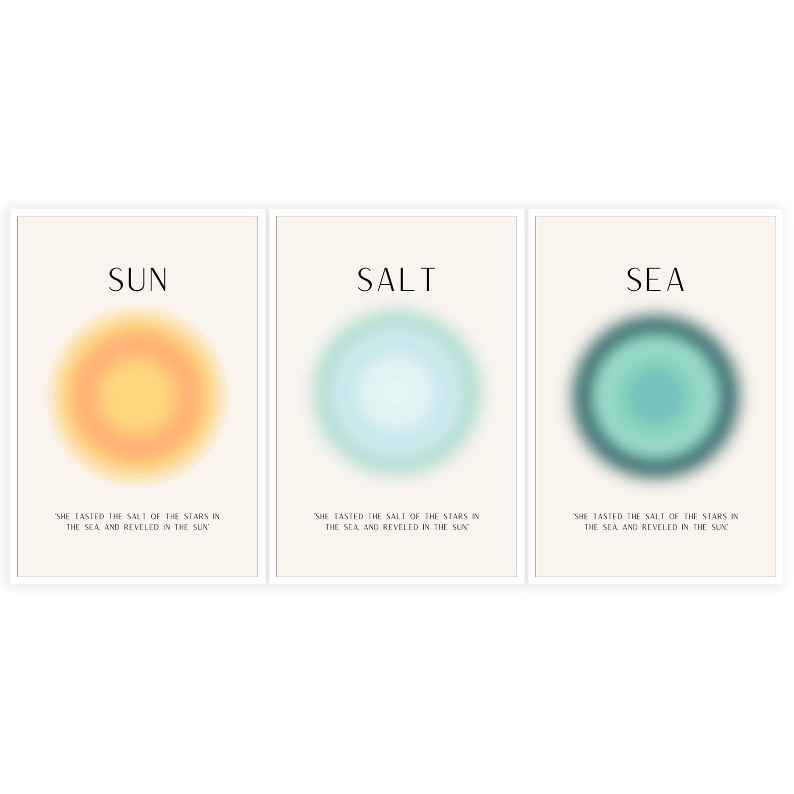 Amazon.com: BFADMN Sun Salt and Sea Aura Posters Coastal Canvas Wall ...