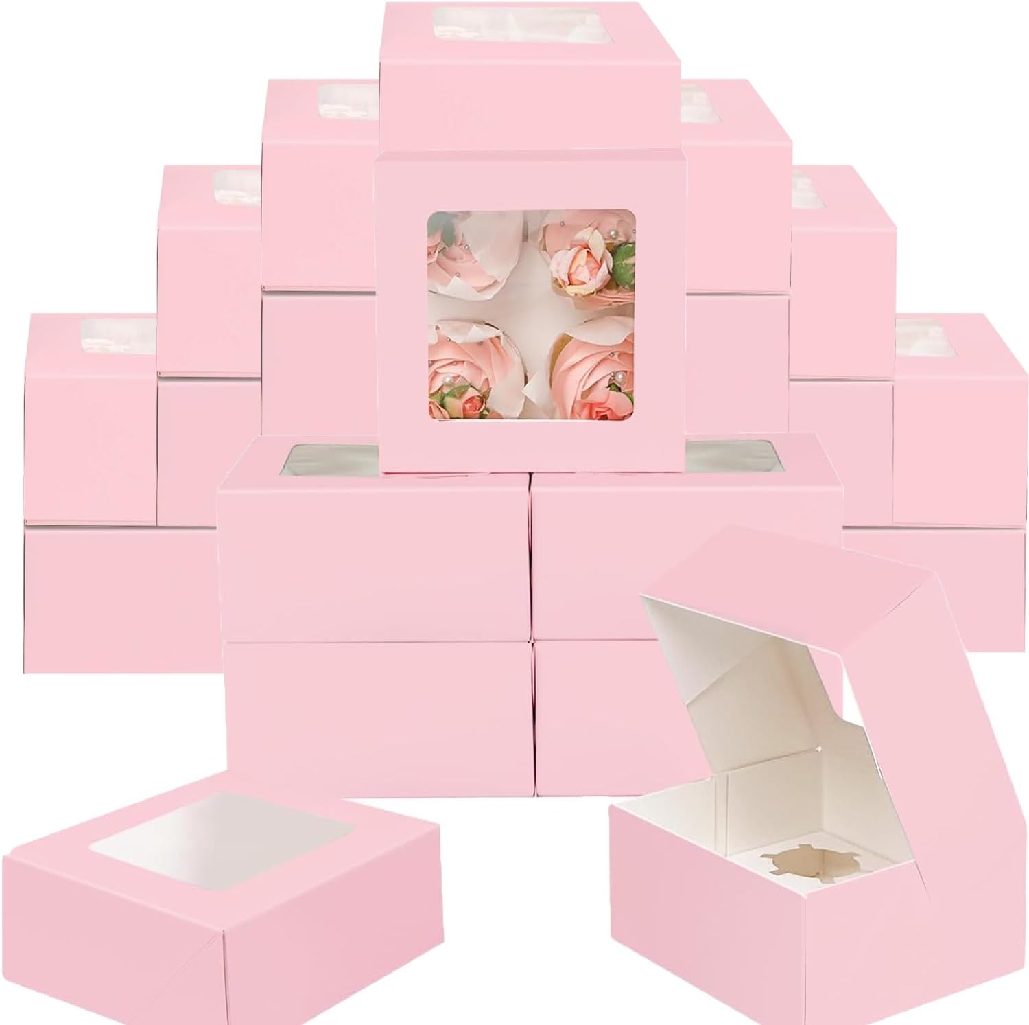 20 Cajas para Postres Blancas con Ventana,Cajas de Panadería para ...
