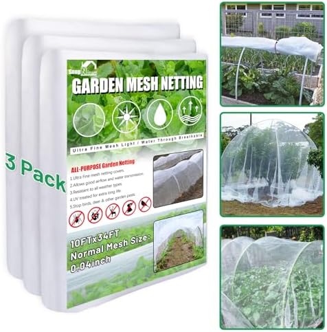 Amazon.com : SnugNiture 3 Pack Garden Netting 10x34FT Ultra Fine Mesh ...
