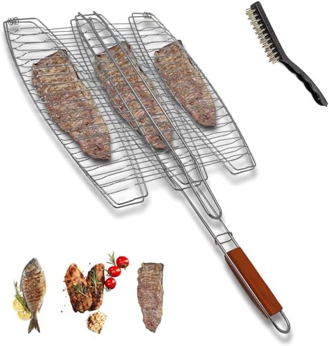 Fish Grilling Basket Stainless Steel BBQ Fish Grill Basket with ...