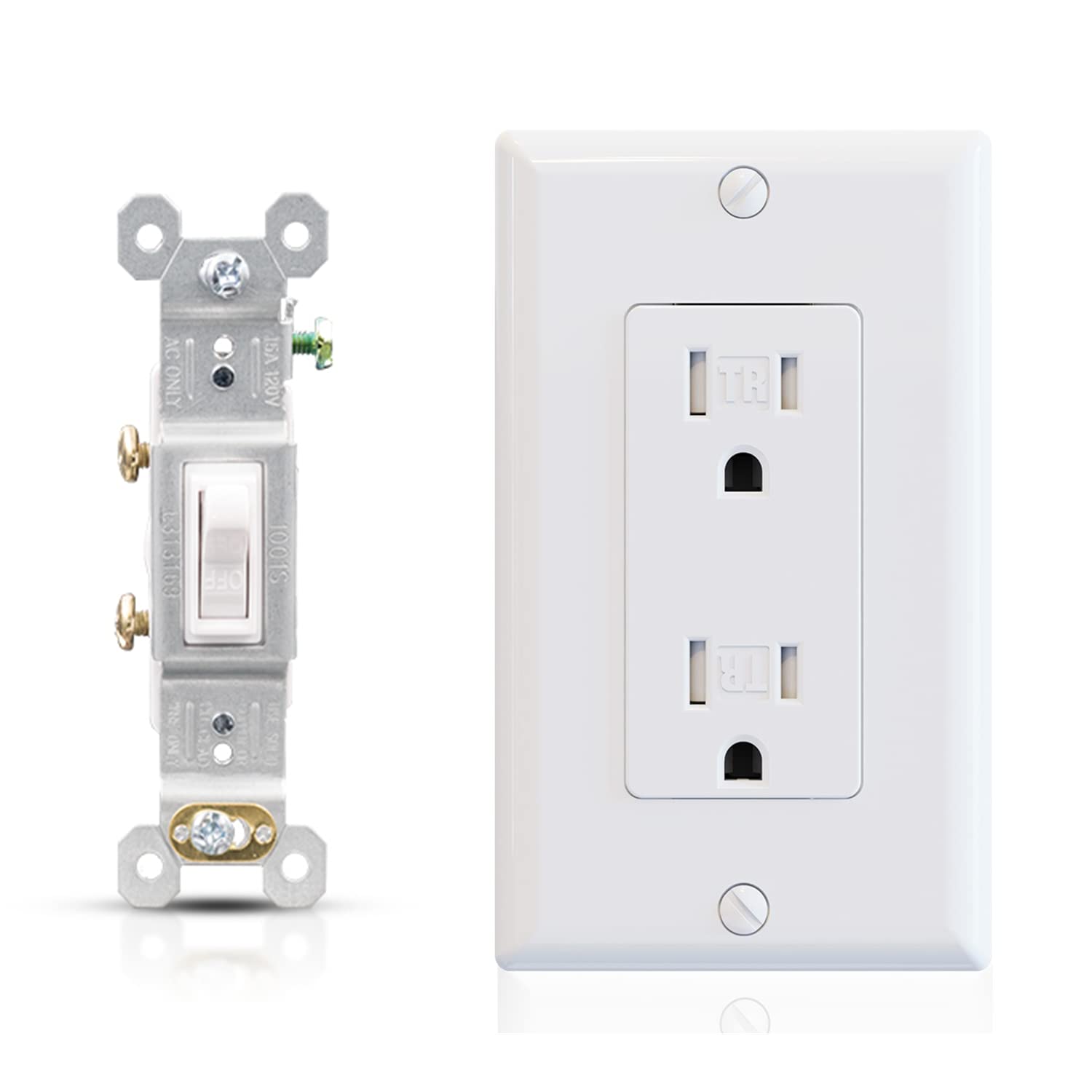 ELEGRP Single Pole Toggle Light Switch & Tamper-Resistant Decorator ...
