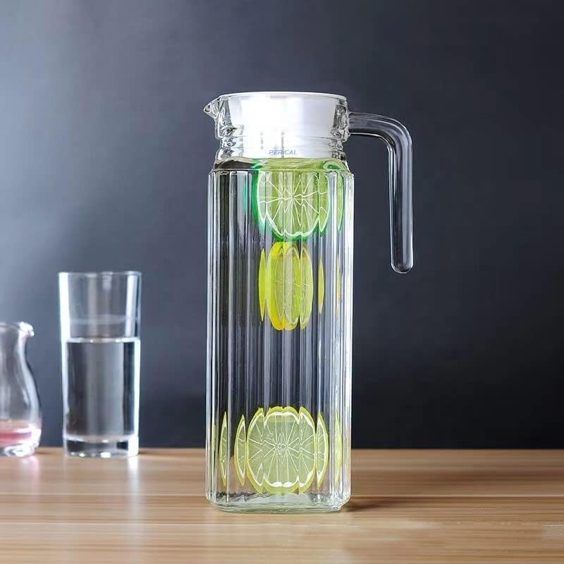 KDR Glass Water Jug with Lid Glass Pitcher Hot Water Jug Milk Carafe ...