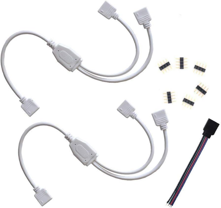 Futheda 2PCS 4 Pin LED 4 Way Splitter Flex Cable LED Strip Connector 1 ...